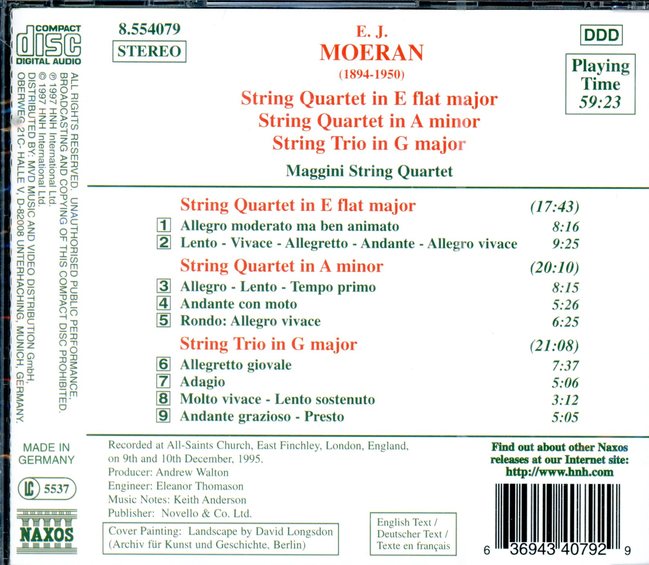 Moeran : String Quartets String Trio > maggini string quartet > 佳佳唱片行