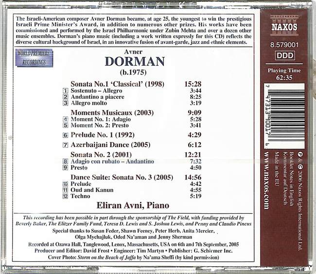 Avner Dorman : Piano Works > AVNI, ELIRAN > 佳佳唱片行