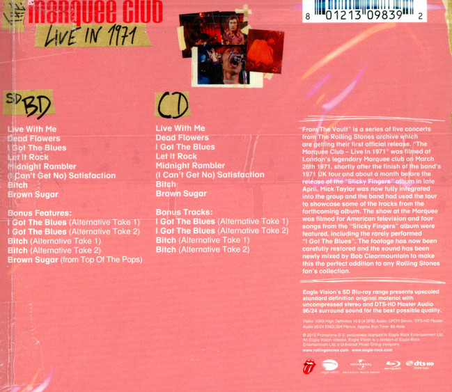 滾石合唱團倫敦MARQUEE 俱樂部現場 BD+CD BLURAY系統／THE ROLLING STONES FROM THE VAULT ...