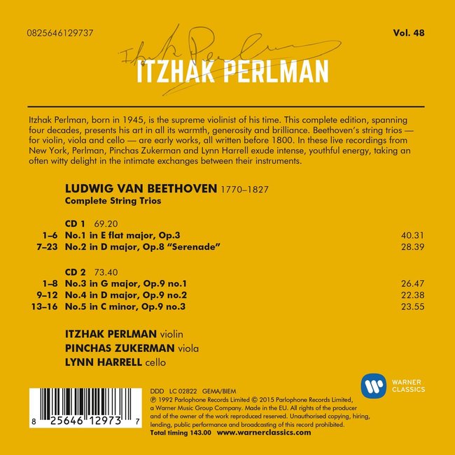 帕爾曼經典之聲48─貝多芬：弦樂三重奏全集 (2CD)／Beethoven: Complete String Trios (2CD) > 帕爾曼／PERLMAN, ITZHAK > 佳佳唱片行