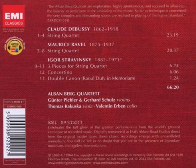 DEBUSSY, RAVEL, STRAVINSKY : STRING QUARTETS > 阿班．貝爾格四重奏／ALBAN BERG QUARTET > 佳佳唱片行