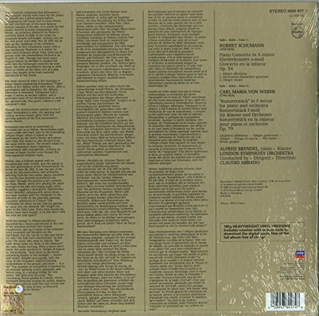 SCHUMANN : PIANO CONCERTO , WEBER : KONZERTSTUCK／ALFRED BRENDEL, CLAUDIO ABBADO (LP) > 布蘭德爾 (鋼琴 ...