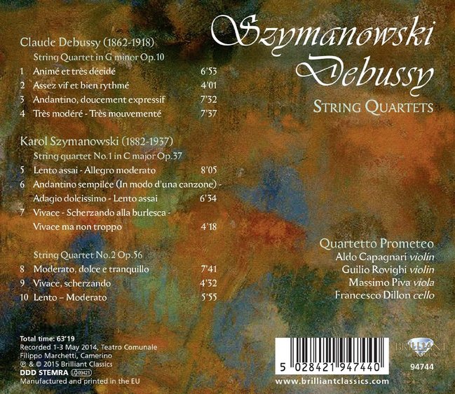 SZYMANOWSKI, DEBUSSY : STRING QUARTETS > quartetto prometeo > 佳佳唱片行