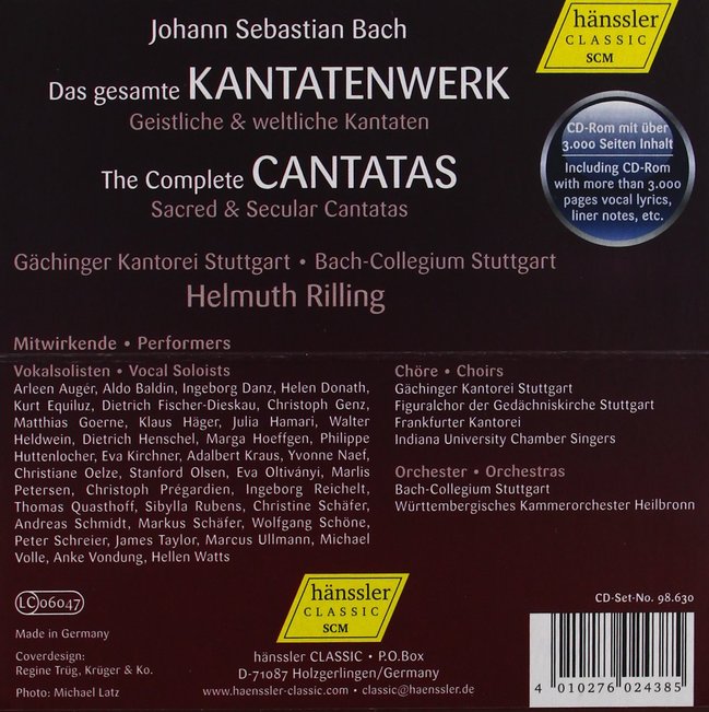 J.S. BACH : THE COMPLETE CANTATAS SACRED & SECULAR CANTATAS／BACH-COLLEGIUM STUTTGART, HELMUTH ...