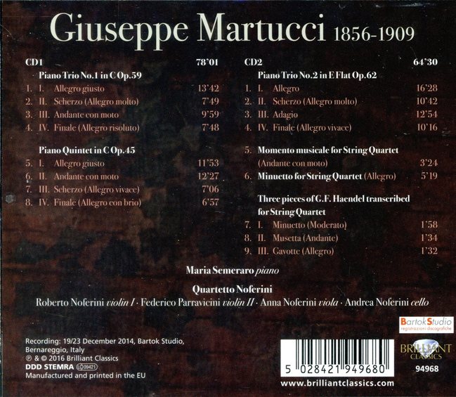 Martucci : Music For String Quartet, Piano Trios (2CD) > SEMERARO ...