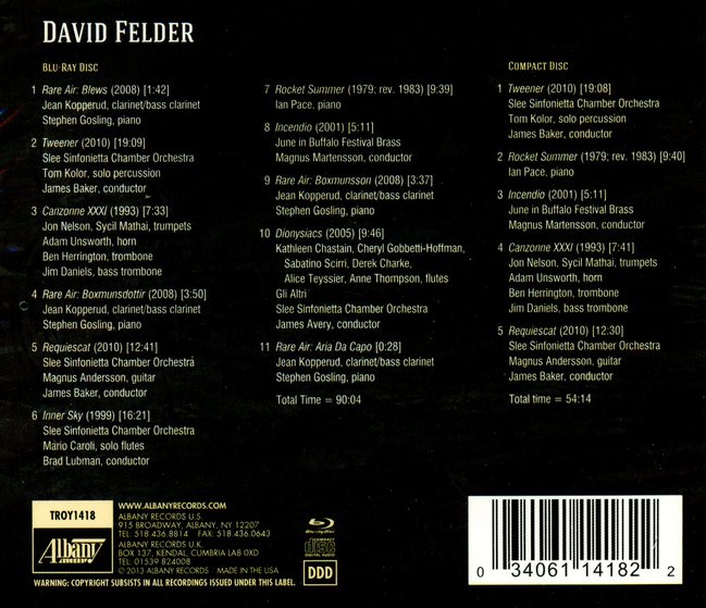 David Felder: Inner Sky (Blu-Ray Audio & Compact Disc) > 眾音樂家／V.A. > 佳佳唱片行