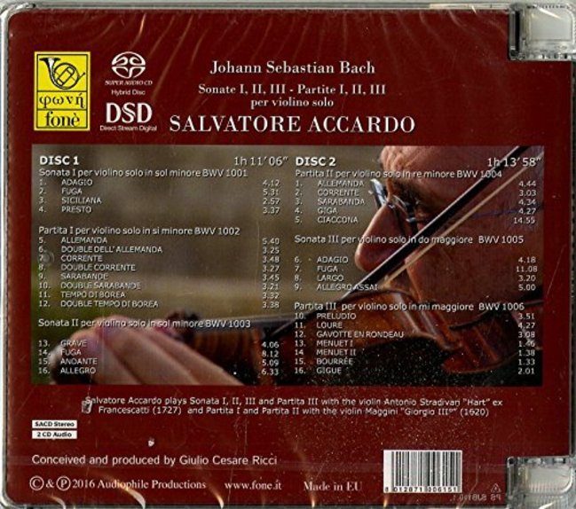 J.S. BACH : SONATE I, II, III - PARTITE I, II, III PER VIOLINO SOLO／SALVATORE ACCARDO (2SACD ...