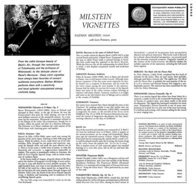 小提琴小品集 (180g LP)／Vignettes／Nathan Milstein, Leon Pommers (180g LP ...