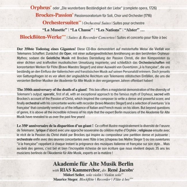 泰勒曼 : 歌劇奧菲斯等作品集／A Telemann Companion : Orpheus／Akademie fur Alte Musik ...