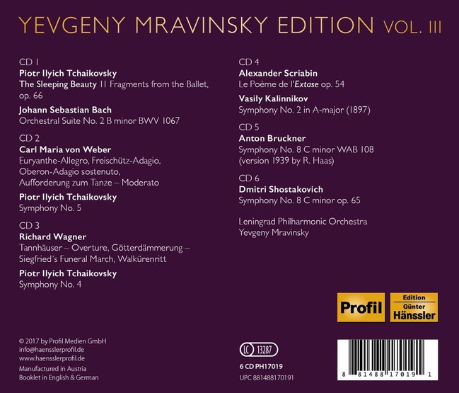 YEVGENY MRAVINSKY EDITION VOL.III (6CD) > Mravinsky, Yevgeny > 佳佳唱片行