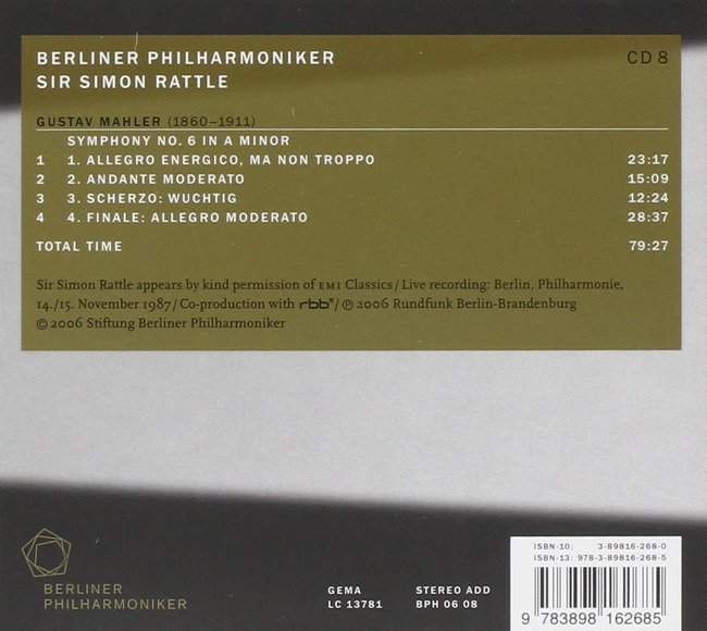 柏林愛樂世紀指揮8 : 賽門拉圖／GUSTAV MAHLER : SYMPHONY NO.6／BERLINER PHILHARMONIKER, SIR SIMON RATTLE ...