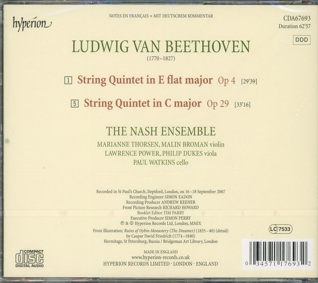 L.V. BEETHOVEN : STRING QUINTET > 納許合奏團／The Nash Ensemble > 佳佳唱片行