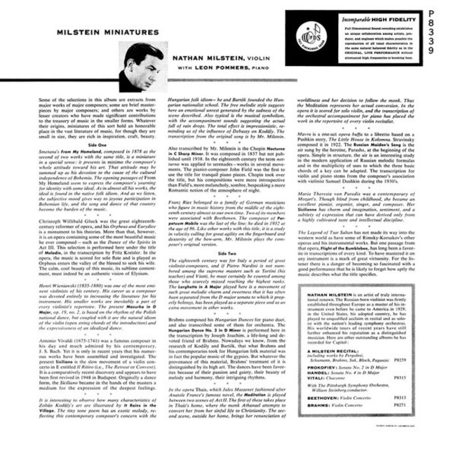 珠玉小品集 (180g LP)／Miniatures (180g LP) > Nathan Milstein, Leon Pommers ...