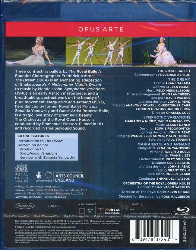 Frederick Ashton : 芭蕾"仲夏夜之夢" BLURAY系統／Mendelsson : The Dream ; Franck ...