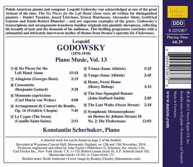 Leopold Godowsky : Piano Music Vol.13 > SCHERBAKOV, KONSTANTIN > 佳佳唱片行