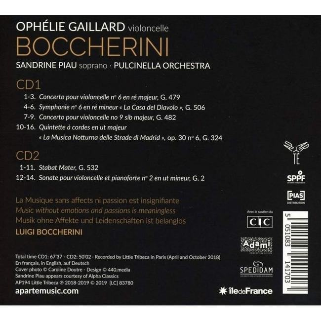鮑凱里尼 : 聖母悼歌 大提琴協奏曲 五重奏等／Boccherini : Stabat Mater Concertos (2CD) > GAILLARD, OPHELIE > 佳佳唱片行