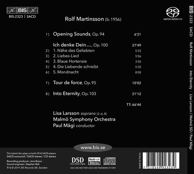 羅夫馬丁頌 : 抒情歌曲和管弦曲 SACD／Rolf Martinsson : Into Eternity (SACD) > MAGI ...