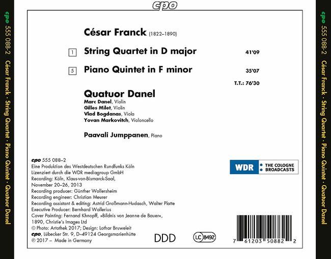 Cesar Franck : String Quartet ; PIano Quintet > QUATUOR DANEL > 佳佳唱片行