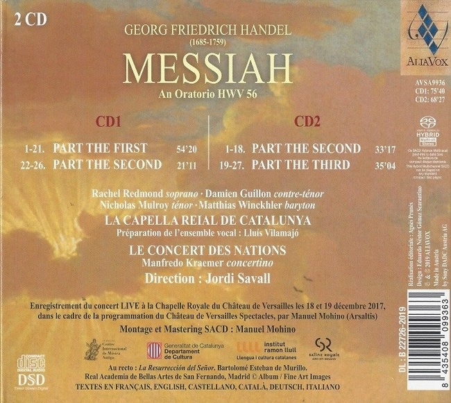 韓德爾 : (彌賽亞)全曲 SACD／Handel : The Messiah, HWV 56 (SACD) > SAVALL, JORDI ...