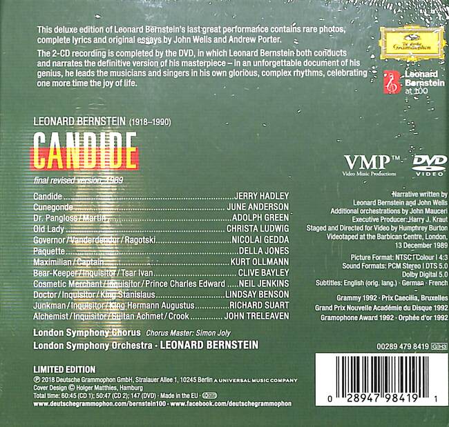 伯恩斯坦：戆第德 (2 CDs+DVD)／Bernstein : Candide (2CD+DVD) > 伯恩斯坦／BERNSTEIN, LEONARD > 佳佳唱片行
