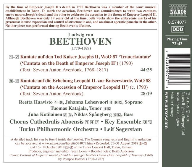 Beethoven : Cantatas > Key Ensemble, Leif Segerstam > 佳佳唱片行