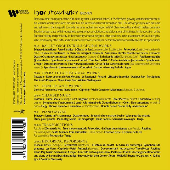 史特拉汶斯基逝世50週年紀念套裝 (23CD)／Igor Stravinsky Edition (23CD) > 眾音樂家／V.A. > 佳佳唱片行