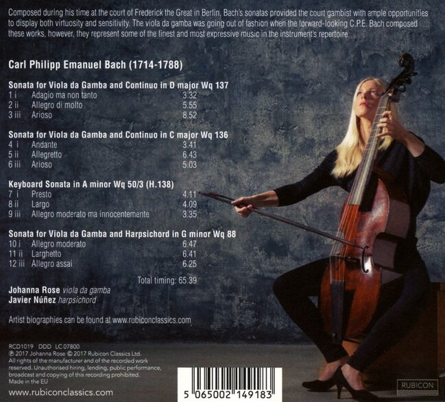 C.P.E. Bach : 3 Sonatas for Viola da Gamba > Rose, Johanna > 佳佳唱片行