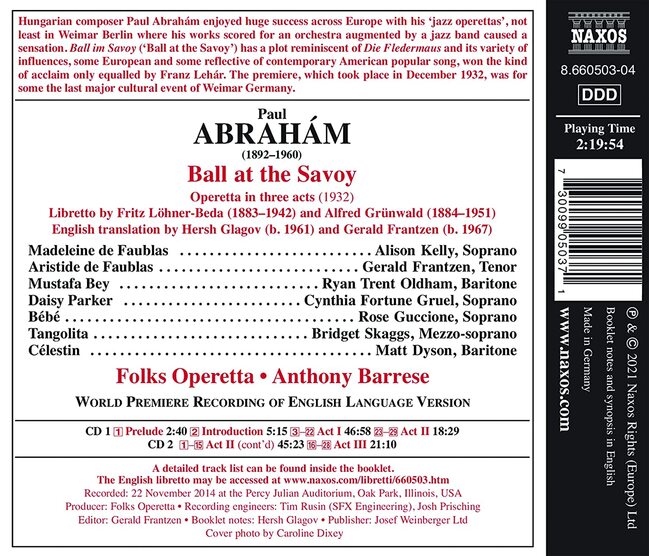 Paul Abraham : Ball at the Savoy (2CD) > Barrese, Anthony > 佳佳唱片行