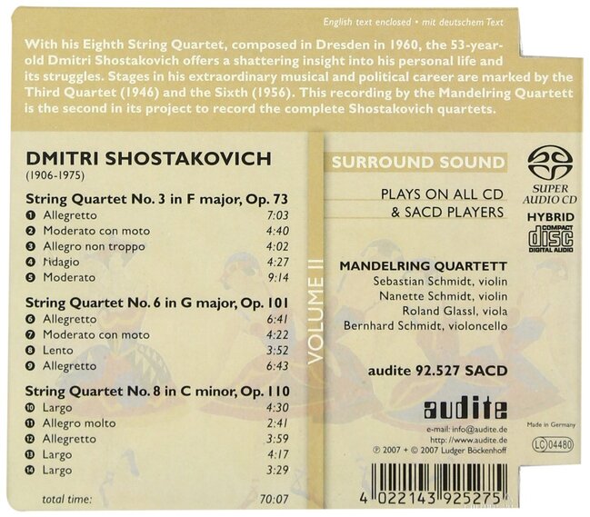 Shostakovich : Complete String Quartets (SACD) > MANDELRING QUARTETT > 佳佳唱片行