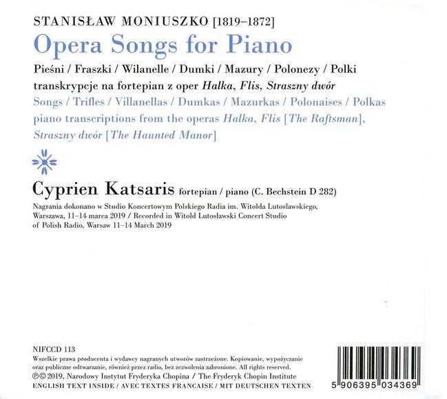Stanislaw Moniuszko Opera Songs For Piano KATSARIS CYPRIEN 