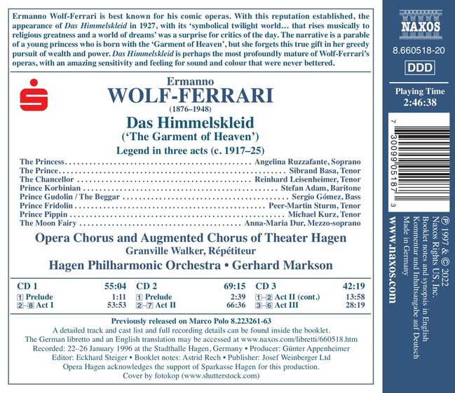 WOLF-FERRARI : Das Himmelskleid (3CD) > MARKSON, GERHARD > 佳佳唱片行