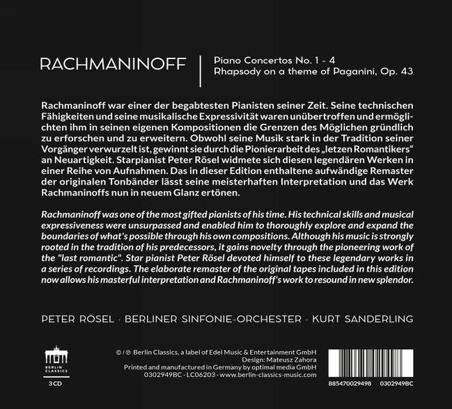 Rachmaninoff : Piano Concertos Nos. 1-4, Rhapsody on a Theme of ...