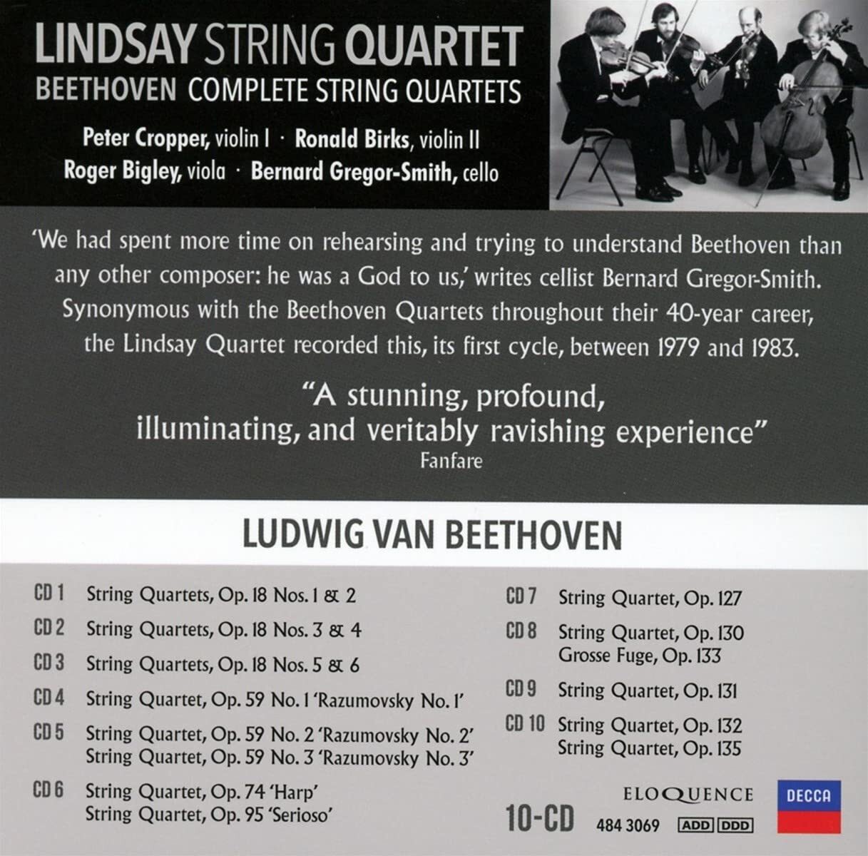 Beethoven : Complete String Quartets (10CD) > LINDSAY STRING QUARTET > 佳佳唱片行
